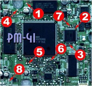 SCPH-101 PSone MM3 modchip installation (PM-41 NTSC board) - William Quade