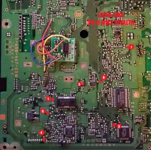 PU-8 MM3 modchip installation diagram - William Quade